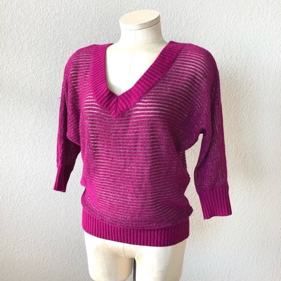 Express | Sweaters | Express Pinksilver Deep V Neckline Sweater | Poshmark